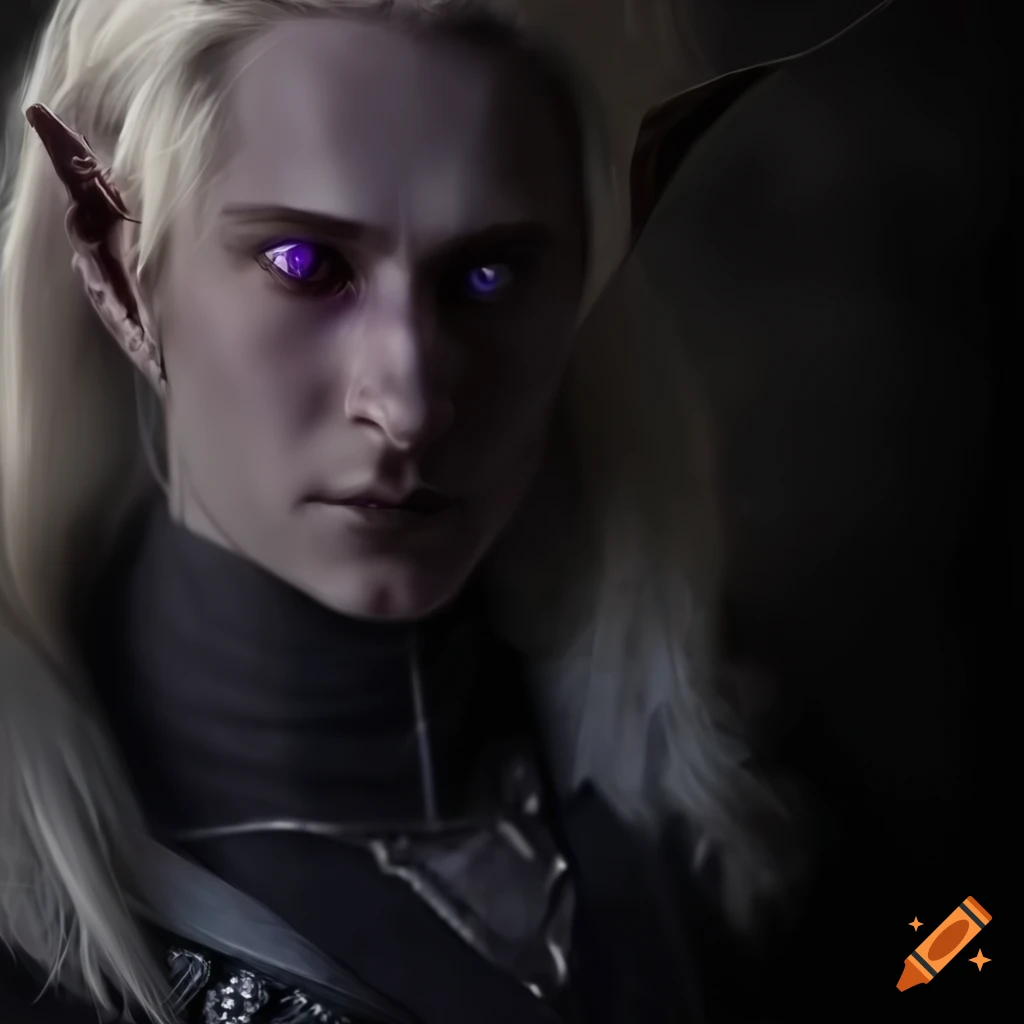 Young male Drow Elf Wizard studying magic from a book on Craiyon