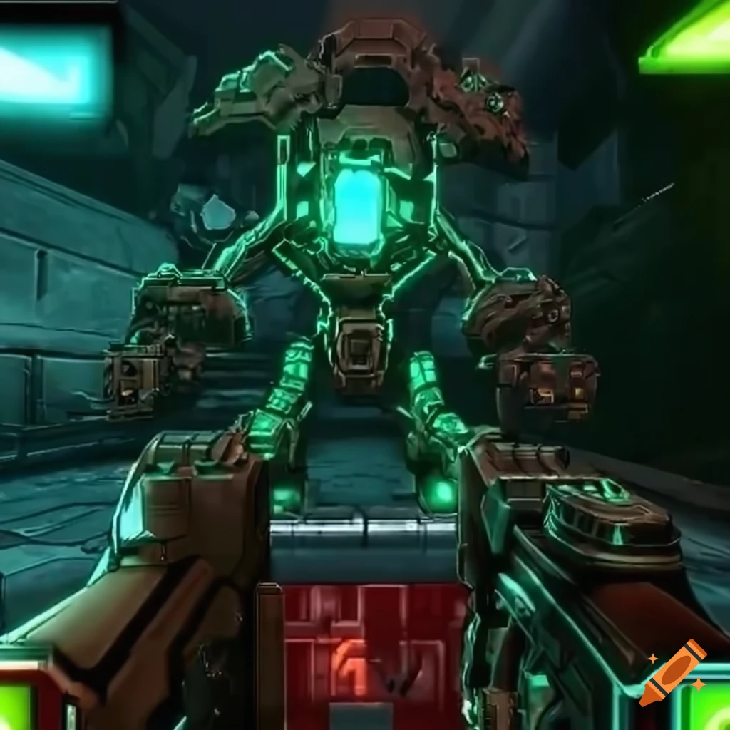 Elemental-enchanted industrial gunner character in Metroid-inspired ...