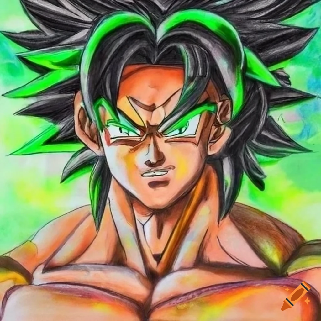 Colored pencil art of broly on Craiyon