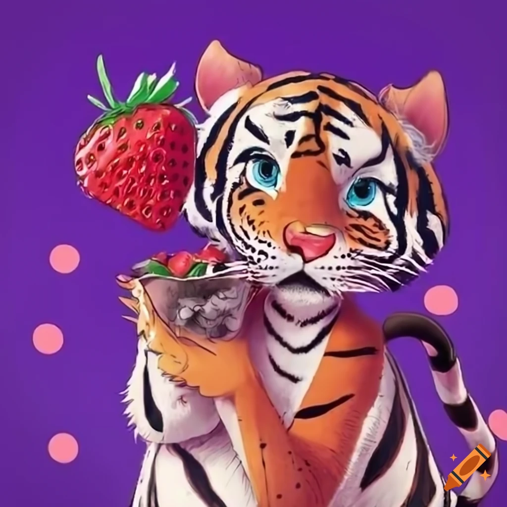 Tiger and strawberry on Craiyon