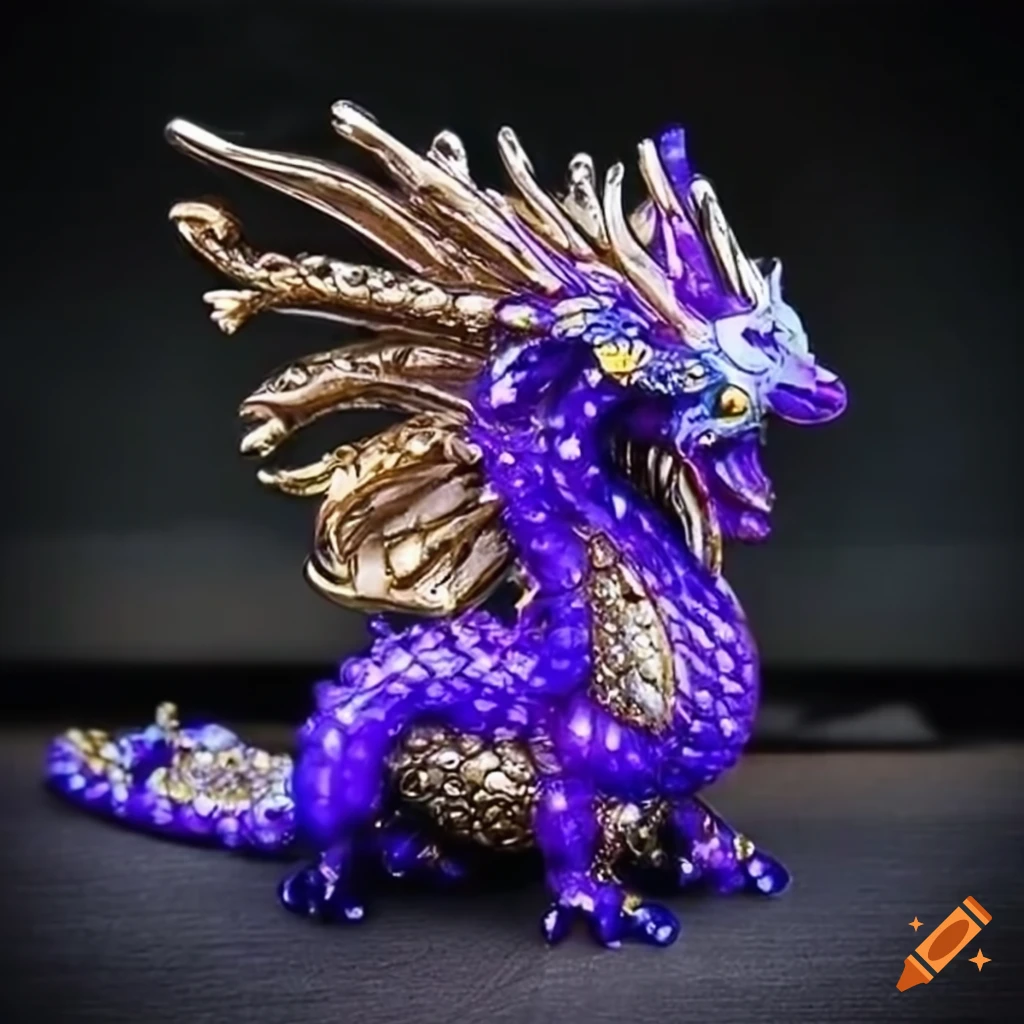 Mesmerizing dragon adorned with pearls and irises on Craiyon
