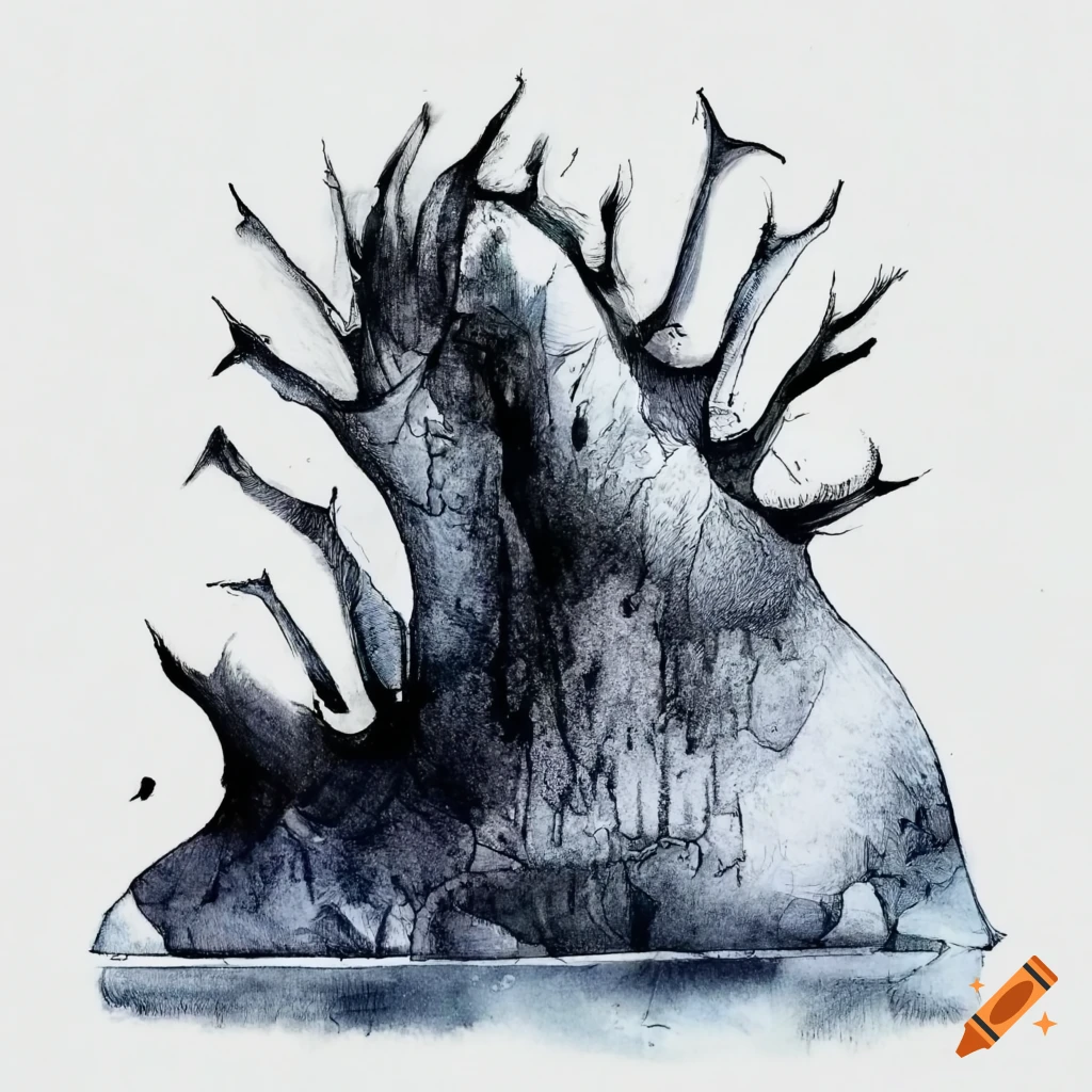 Black and white ink drawing of an ice augur on Craiyon