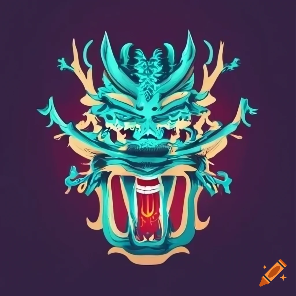 Chinese dragon face logo vector on Craiyon
