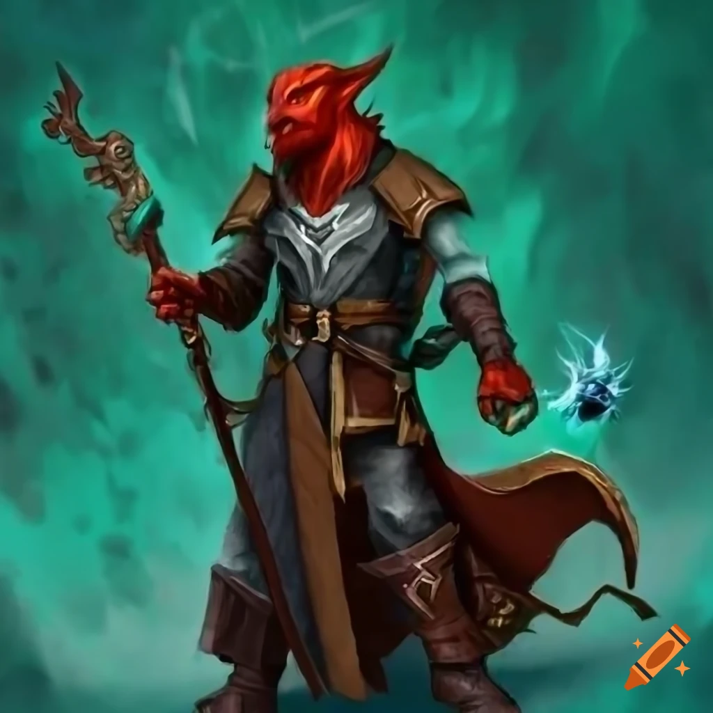 Old red dragonborn druid on Craiyon