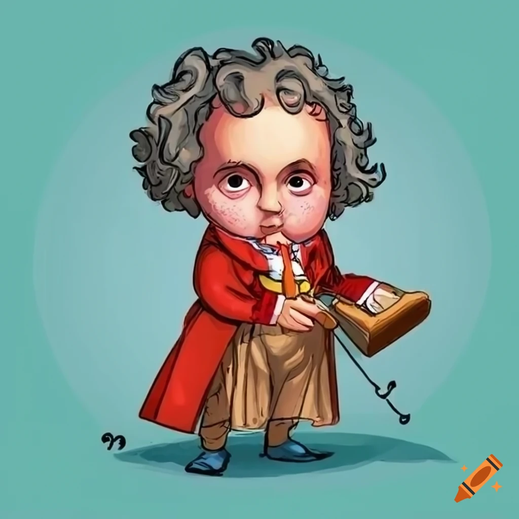 Comic illustration of baby beethoven on Craiyon