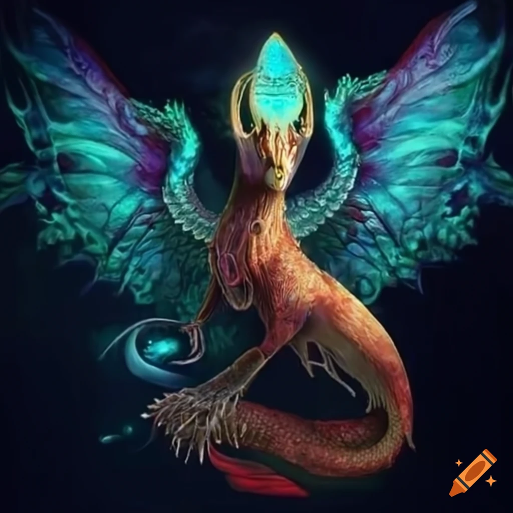 Mystical creature with captivating wings and a radiant horn on Craiyon