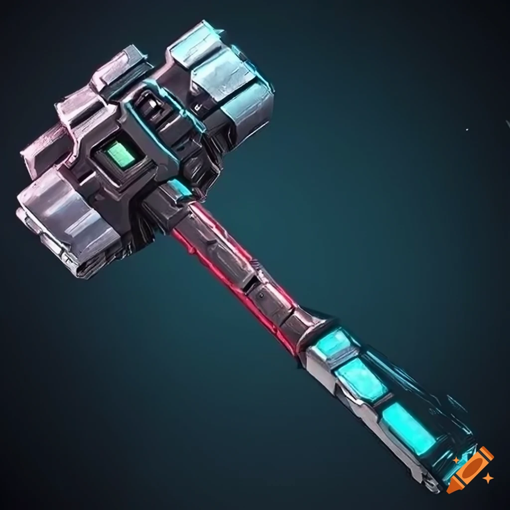 Sci-fi cyberpunk hammer on Craiyon