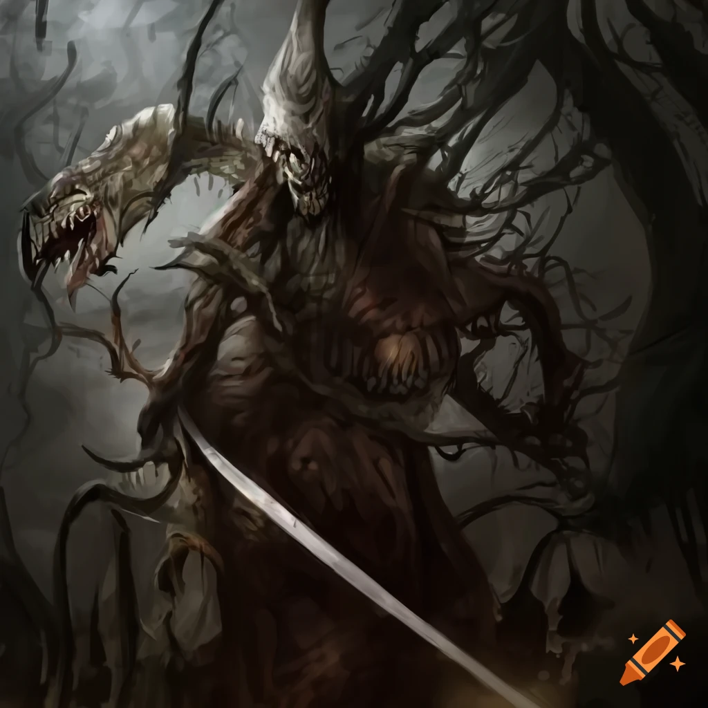 Decaying swordsman monster illustration on Craiyon