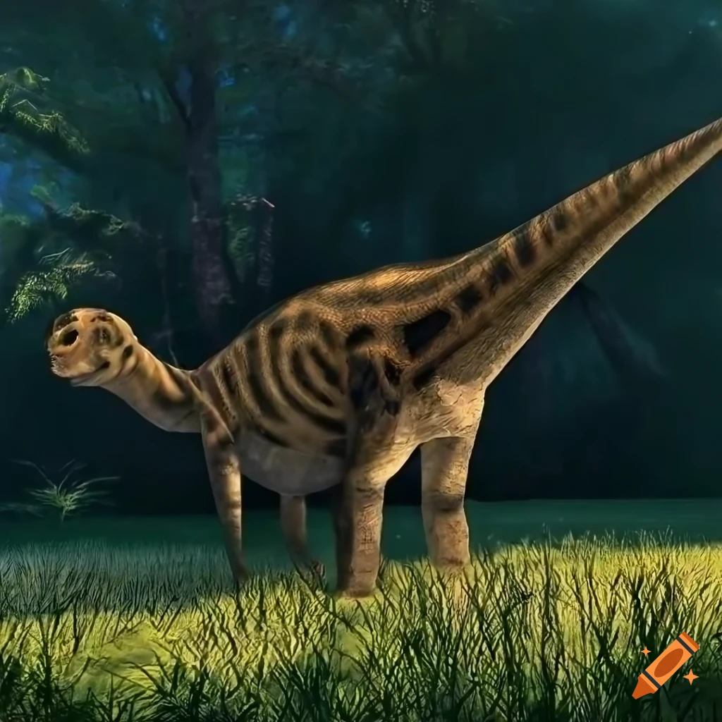 Colorful hadrosaurus dinosaur with detailed scaly skin texture in ...