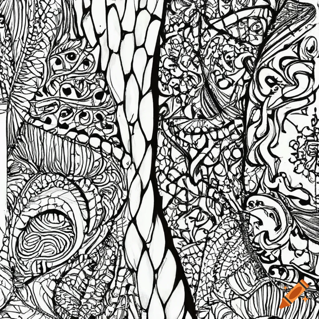 Black and white fine line zentangle ink doodle abstract art on Craiyon