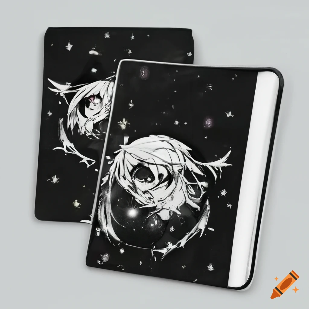 Notebook cover with a space theme on Craiyon