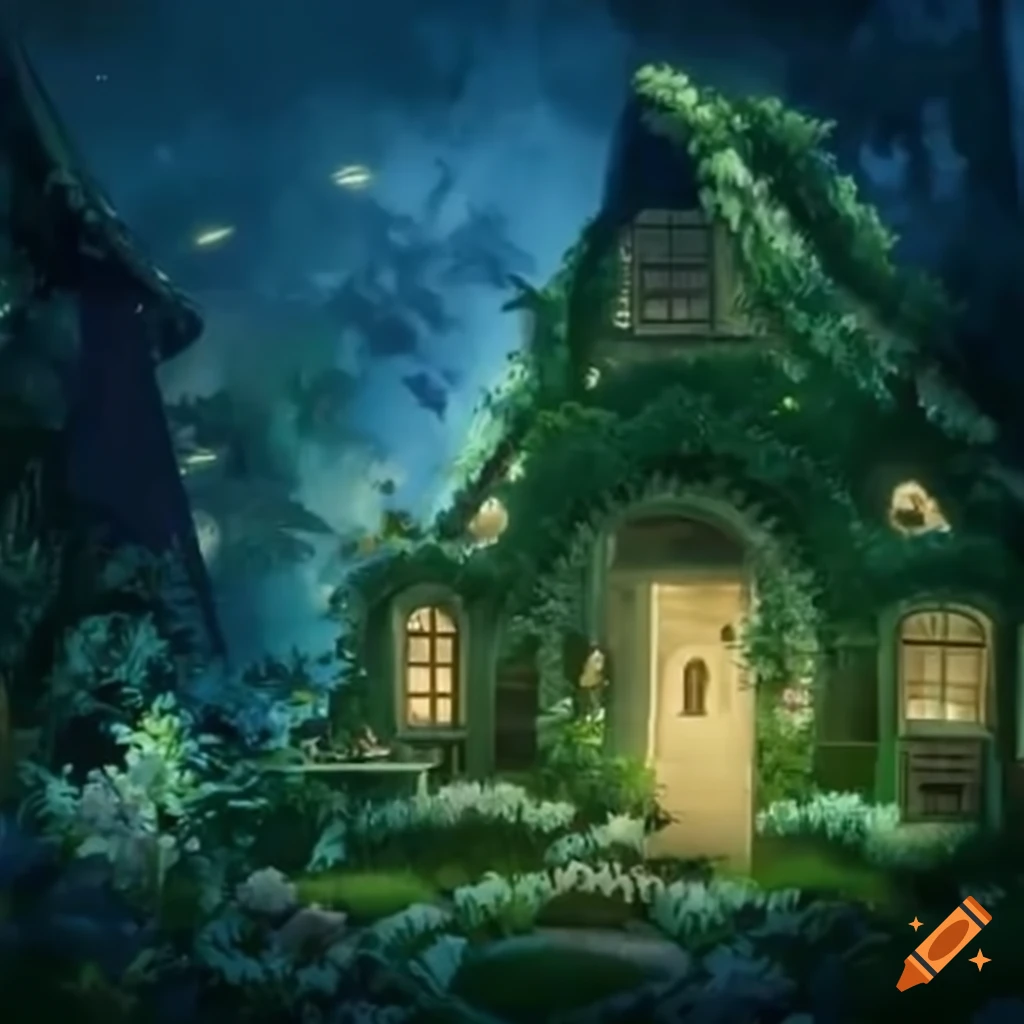 Man peacefully sleeping in a cabbage house in a magical garden - anime ...