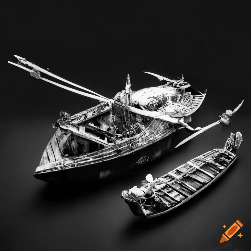 Chinese dieselpunk boat with a woman at the helm on Craiyon