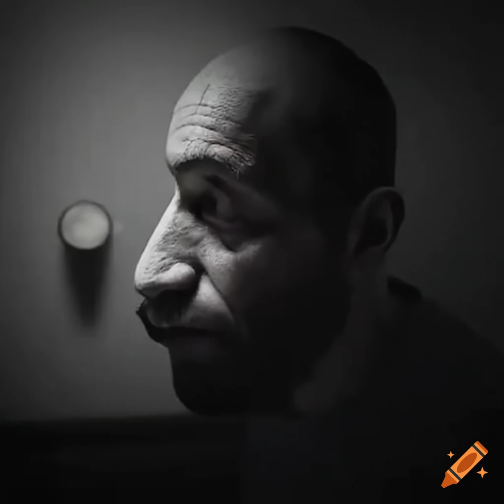 Vsauce michael staring in a dark bathroom on Craiyon