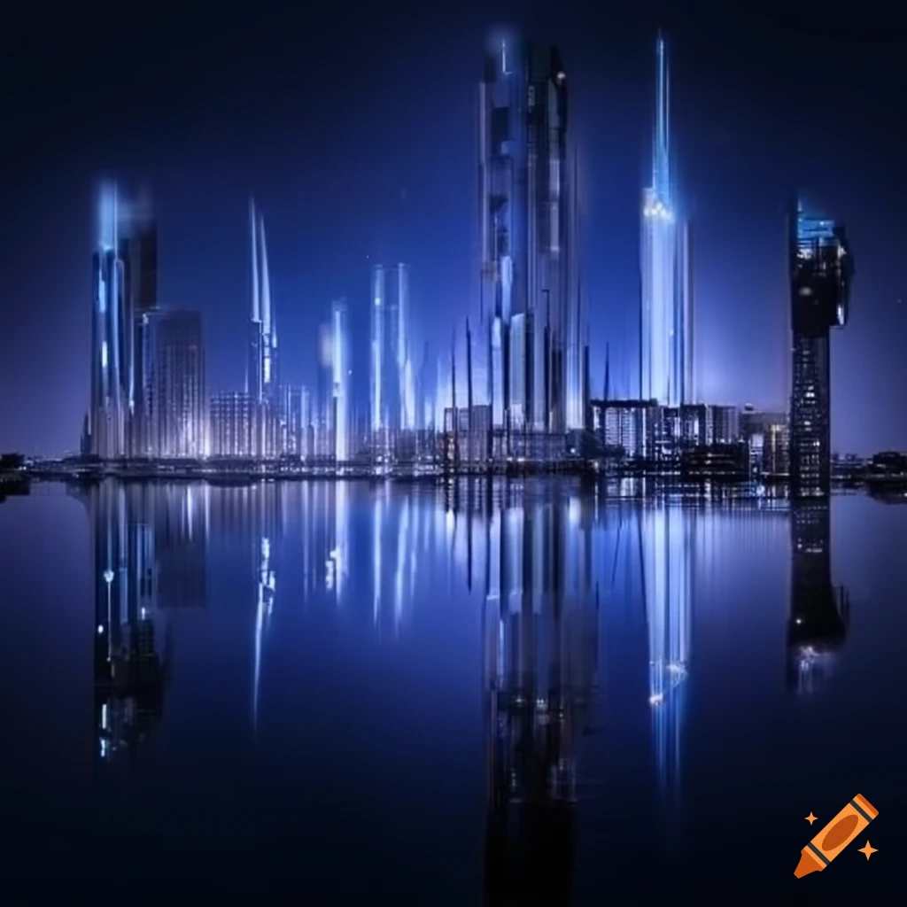 Futuristic cityscape in a science fiction setting on Craiyon