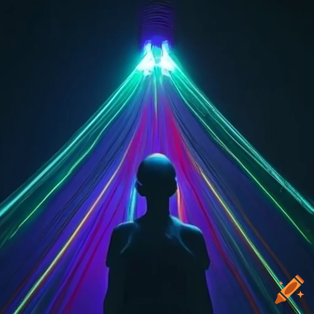 People dancing to trance, techno, and acid music with lasers on Craiyon