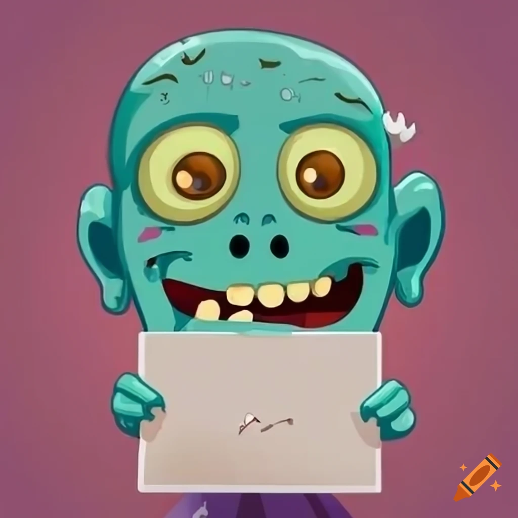 Cartoon zombie holding a postcard with the message 'i am fake news' on ...