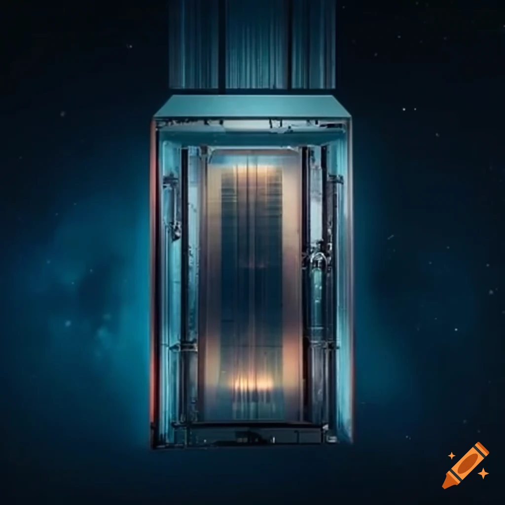 Elevator in a space station on Craiyon