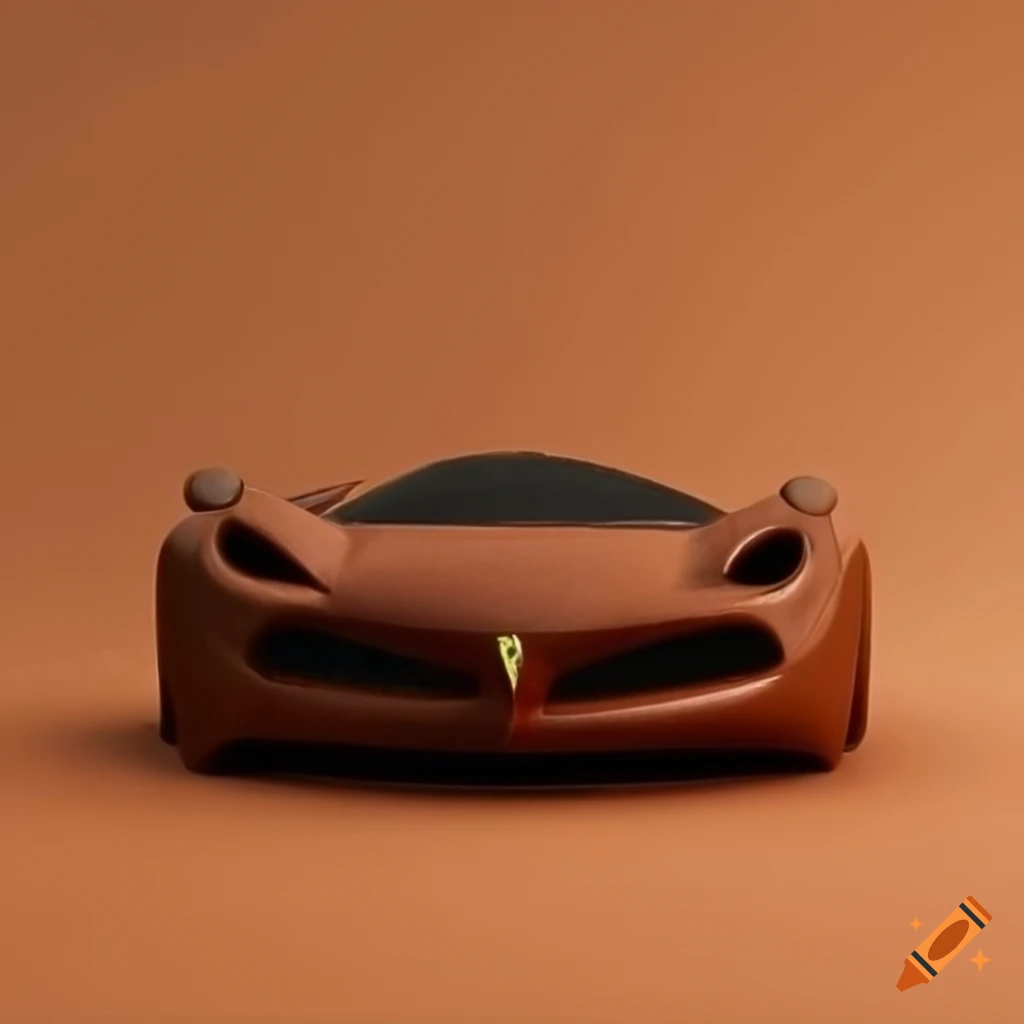 Brown ferrari model on white background made of clay on Craiyon