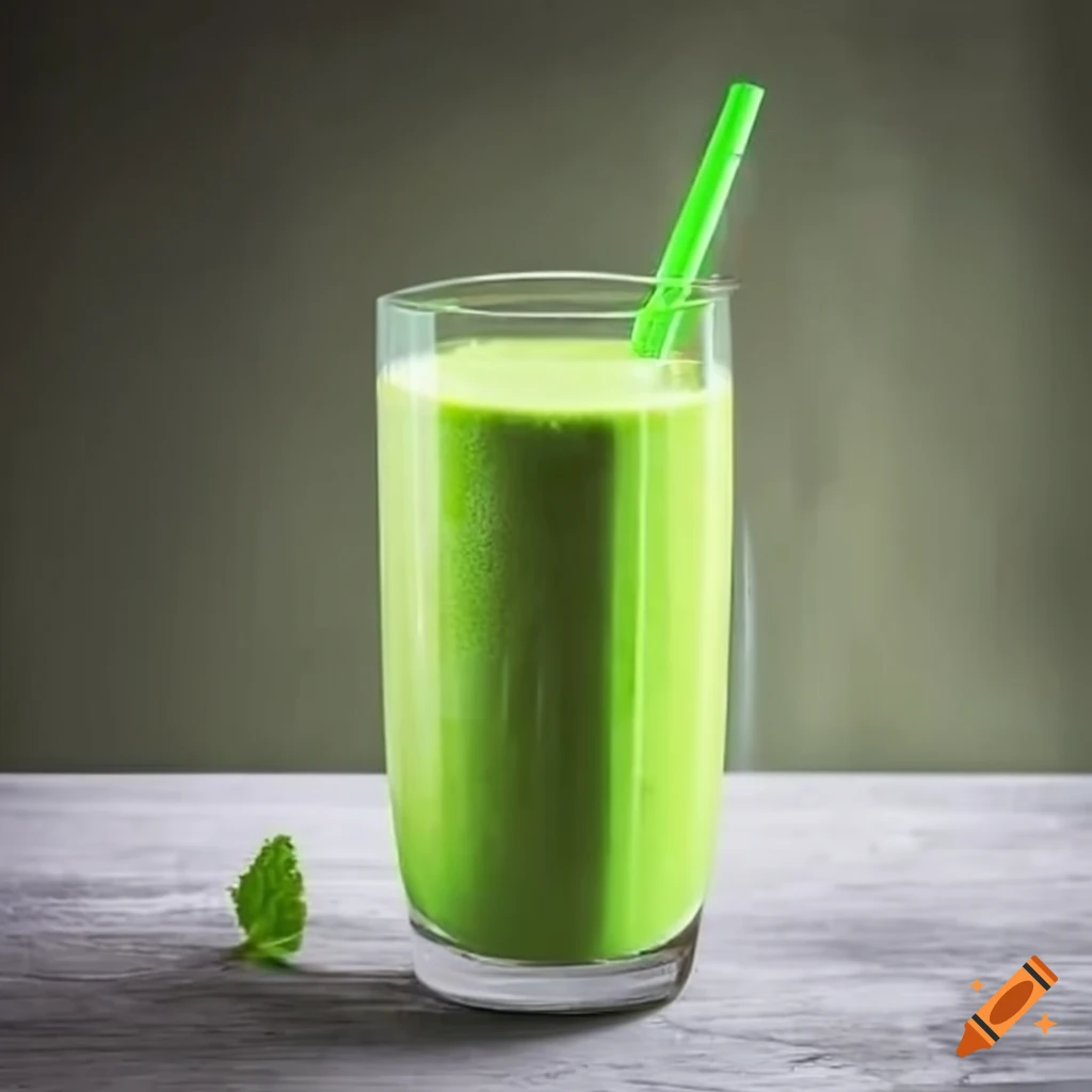 Glass of light green smoothie shake on Craiyon