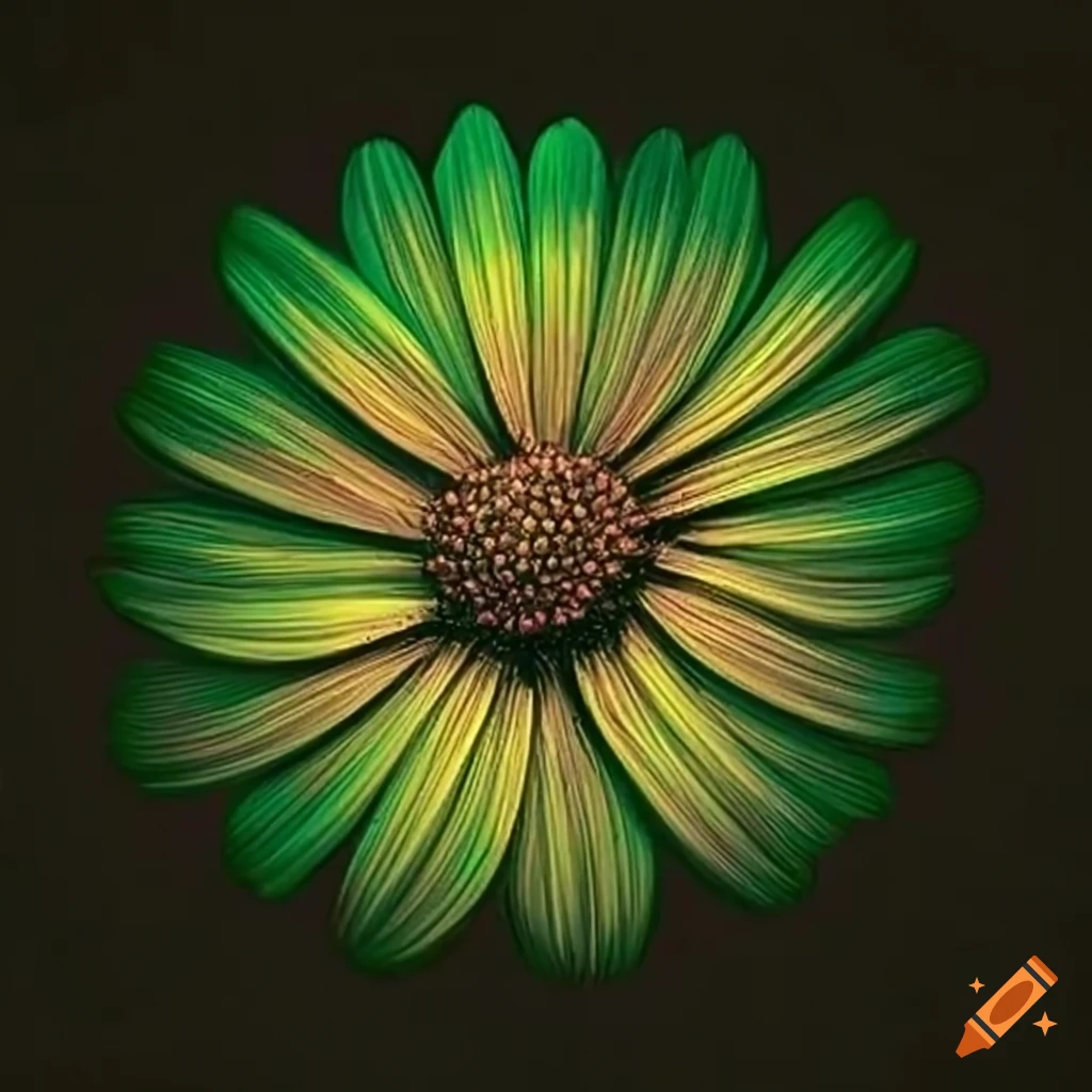 Green flower resembling a daisy in a muddy swamp on Craiyon