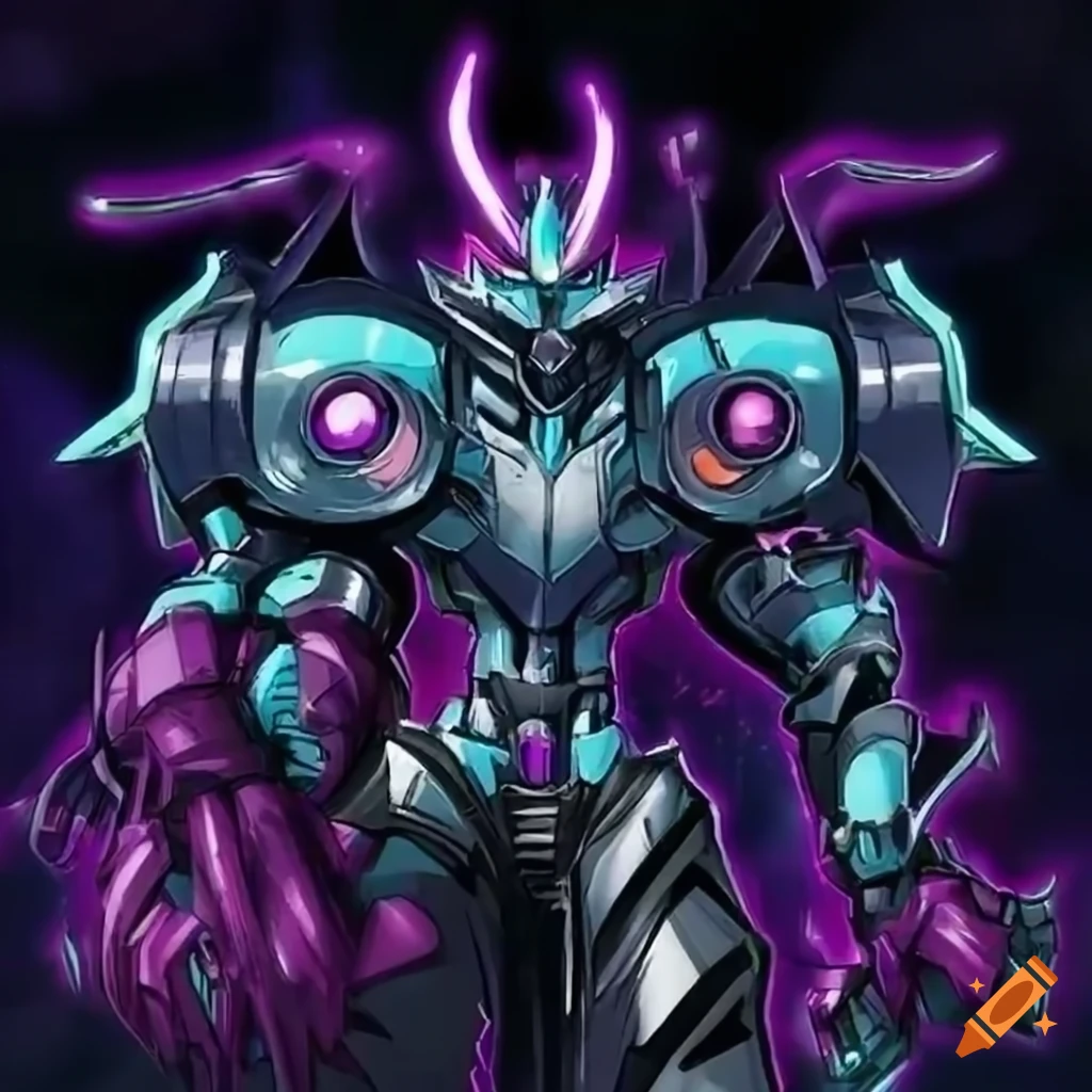 Yu-gi-oh anime machine monster in a futuristic setting on Craiyon