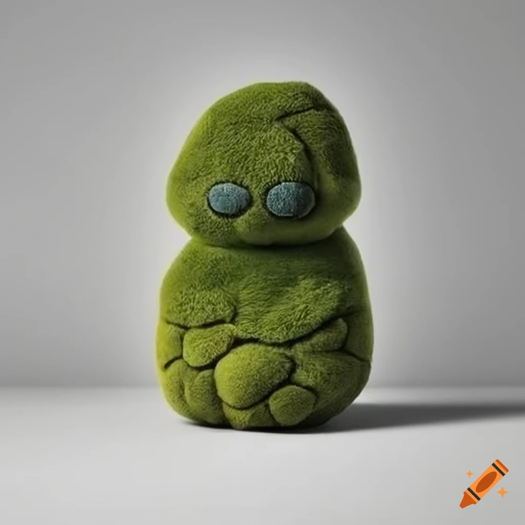 Stone figure covered in plush moss on Craiyon