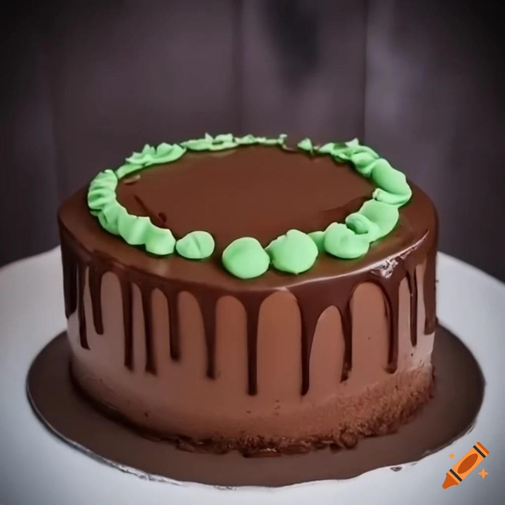 Green icing cake with chocolate layers on Craiyon