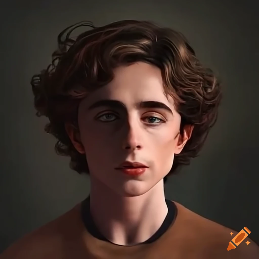 Timothee chalamet mesmerized by a shining light on Craiyon