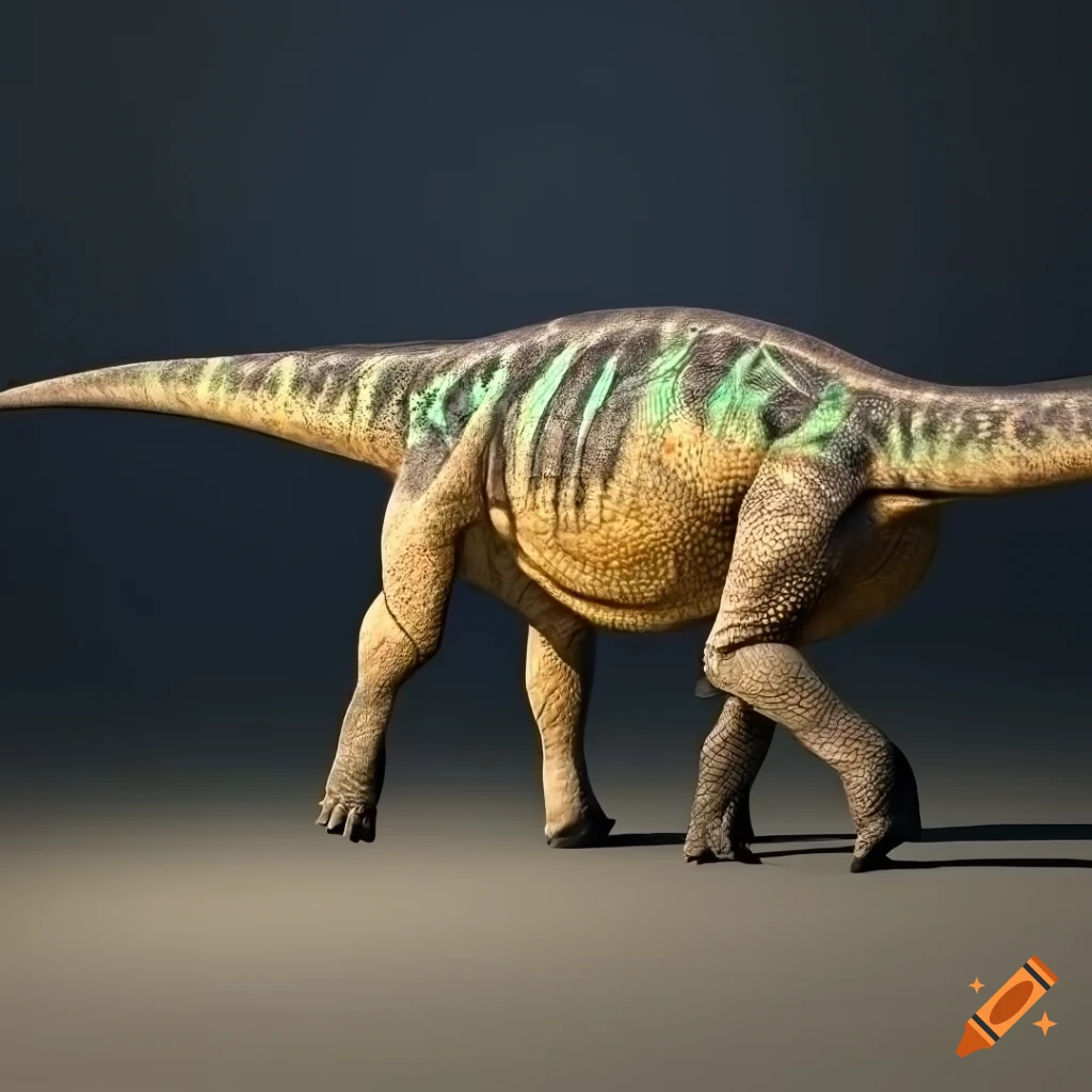 Colorful hadrosaurus dinosaur with intricate patterns and detailed ...