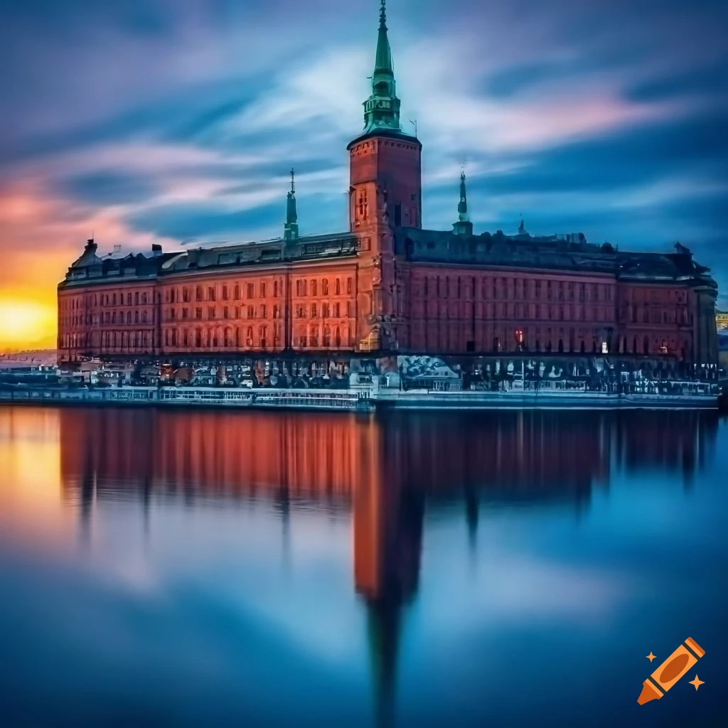 Panoramic view of stockholm city hall in 4k resolution on Craiyon
