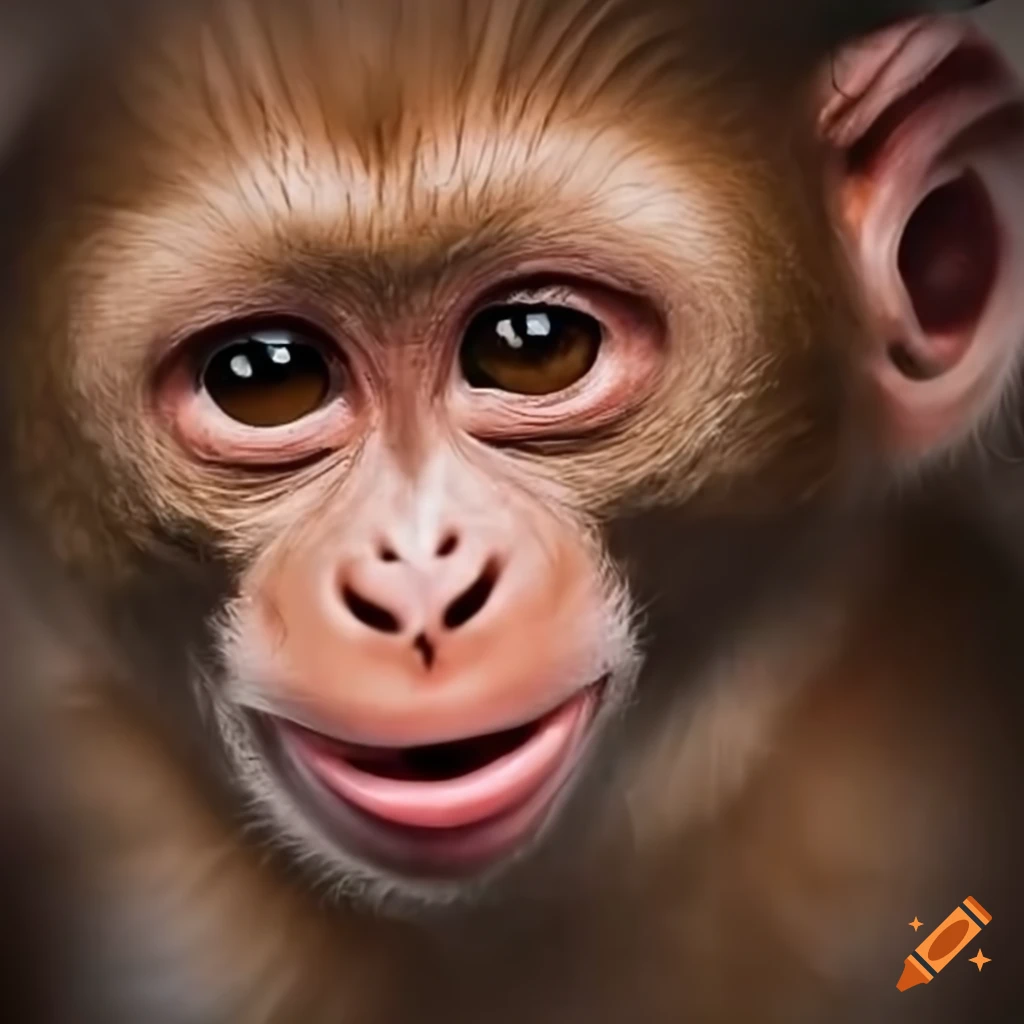 Smiling and happy realistic monkey on Craiyon