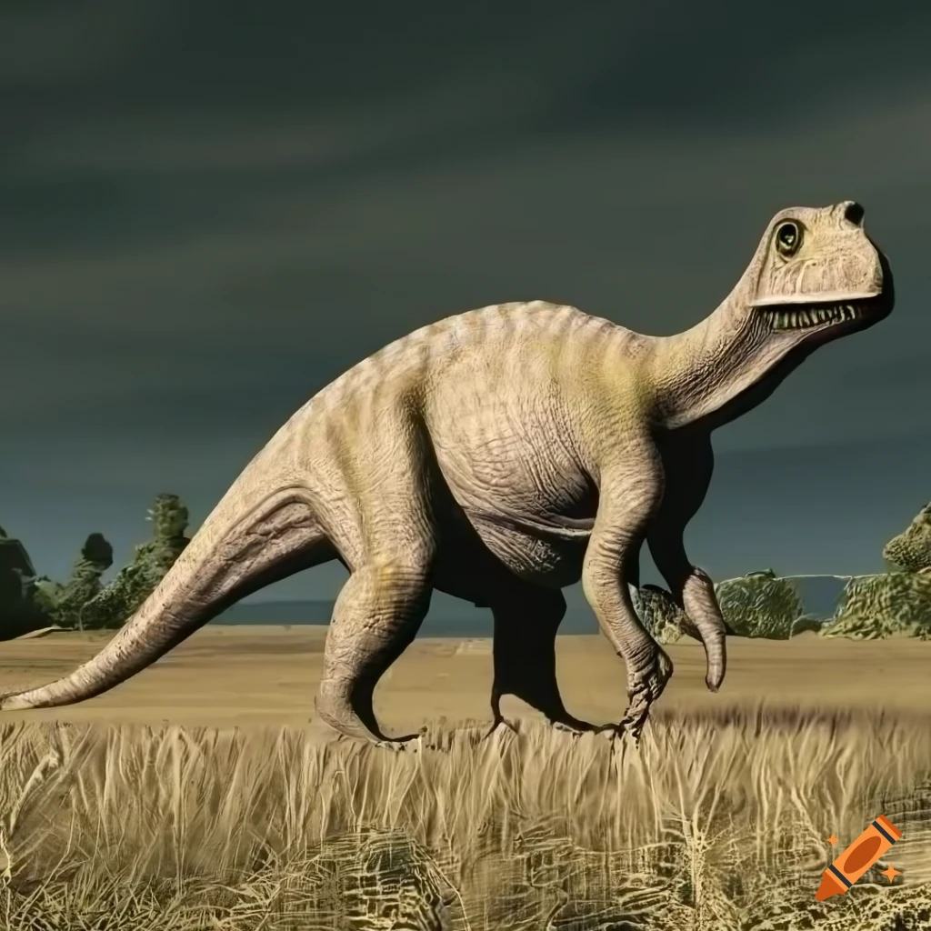 Hadrosaurus dinosaur with intricate lizard-like color pattern and ...