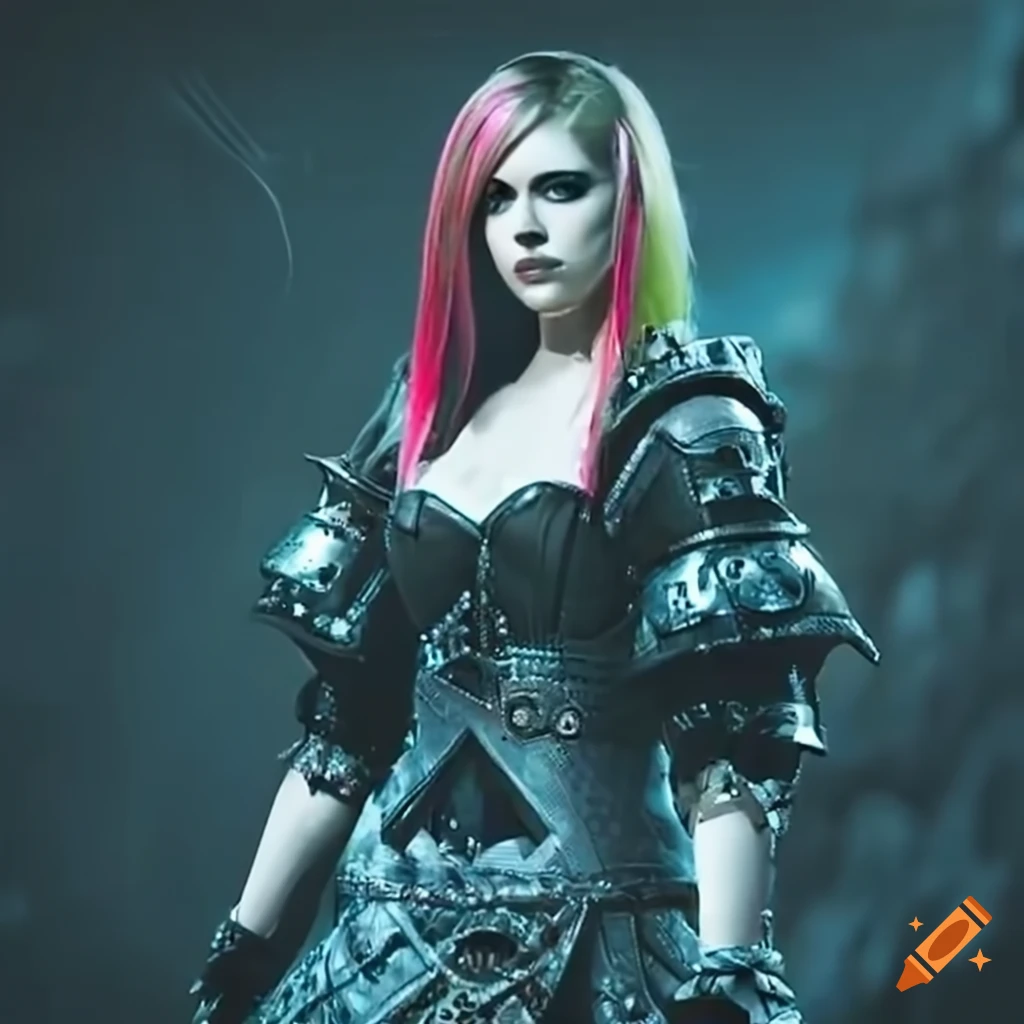 Avril lavigne as a character in demon souls, seen from behind in a high ...