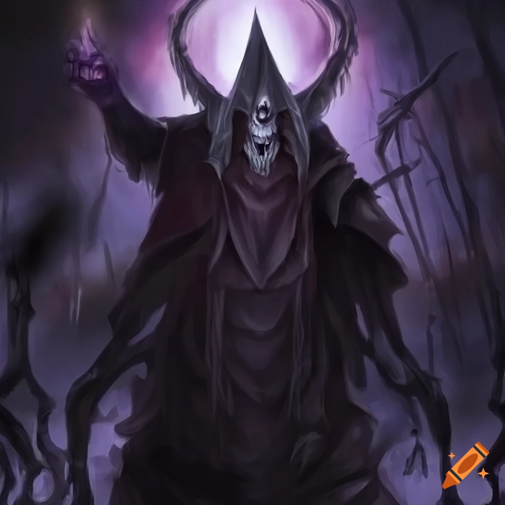 Evil dark wizard in a fantasy setting on Craiyon