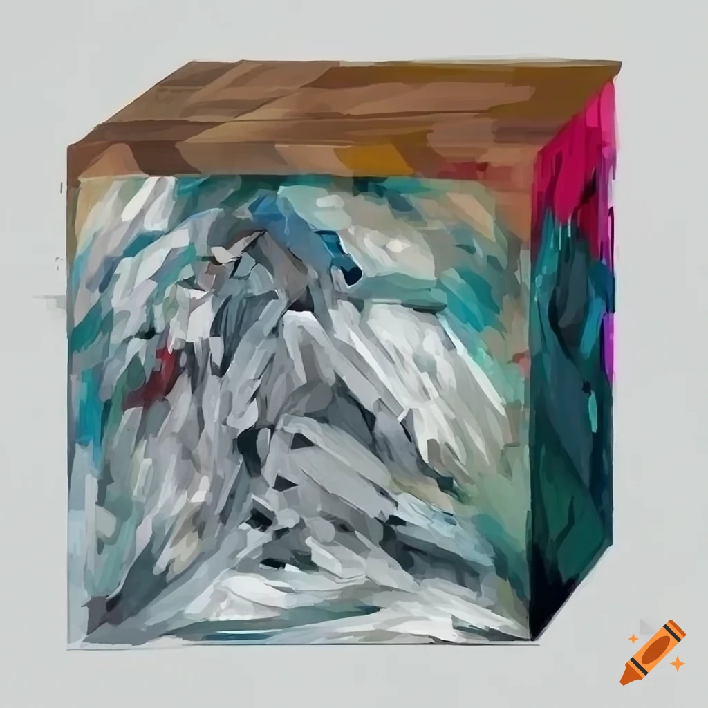 Top view of a perfectly drawn cube-voxel pen and ink drawing on Craiyon