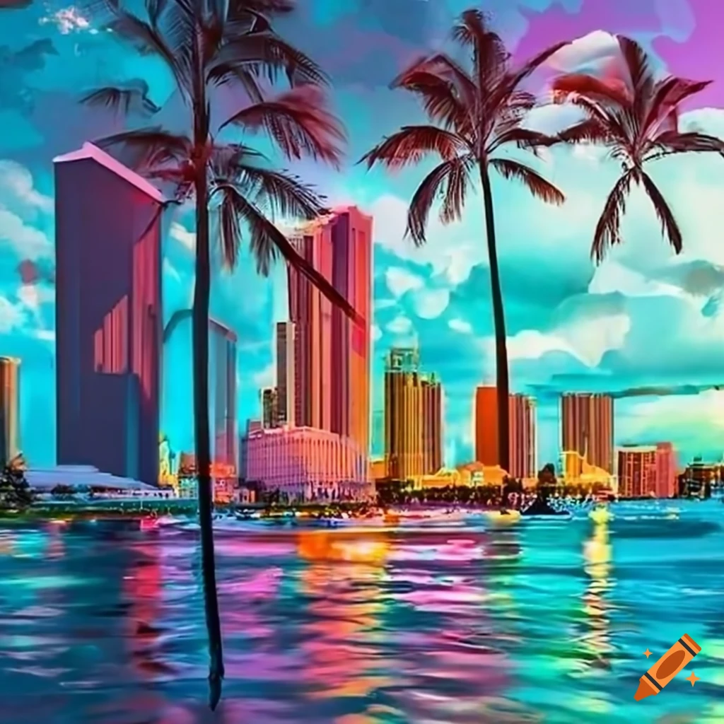 Lively miami city scene on Craiyon