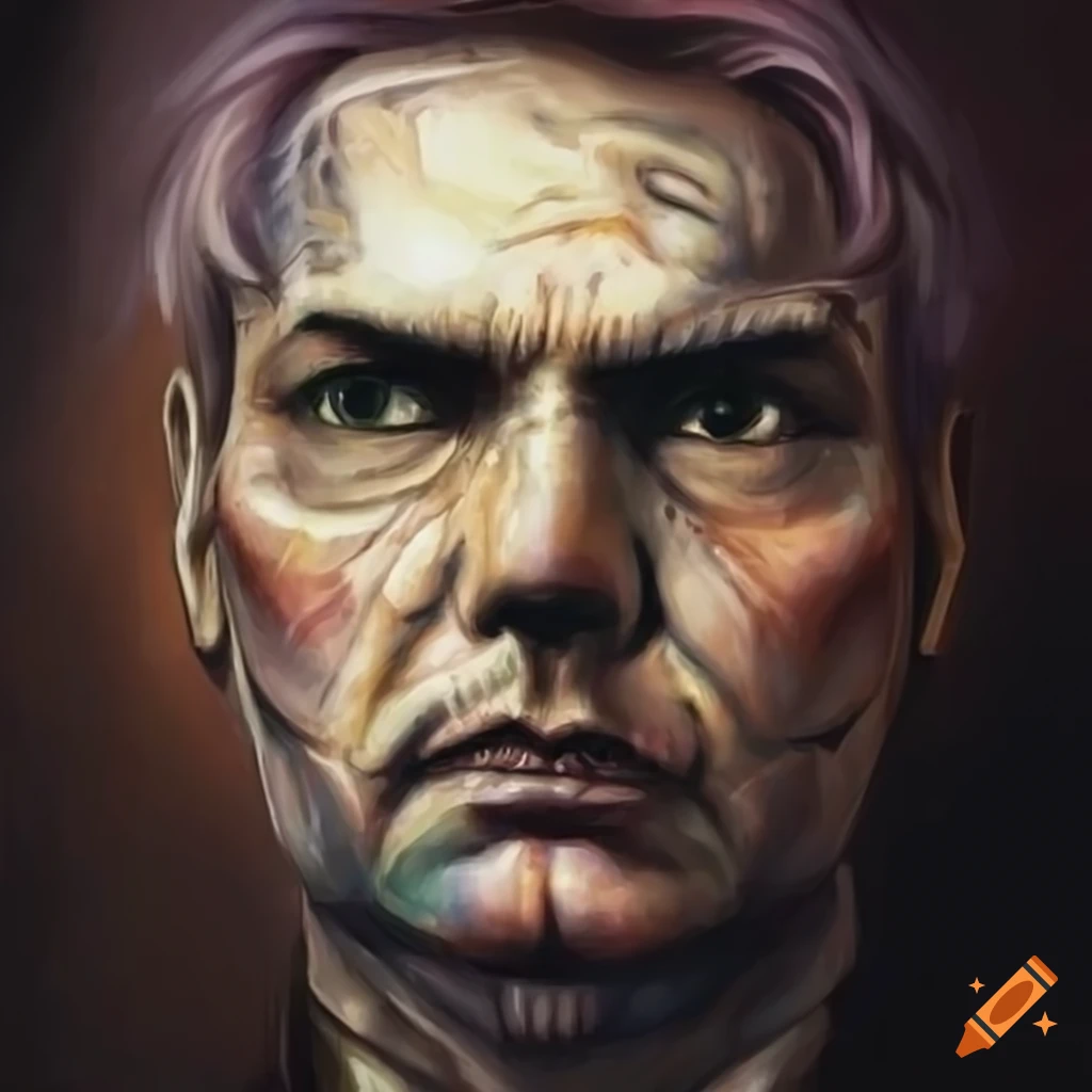 Portrait of karl nehammer in the style of giger with high facial ...
