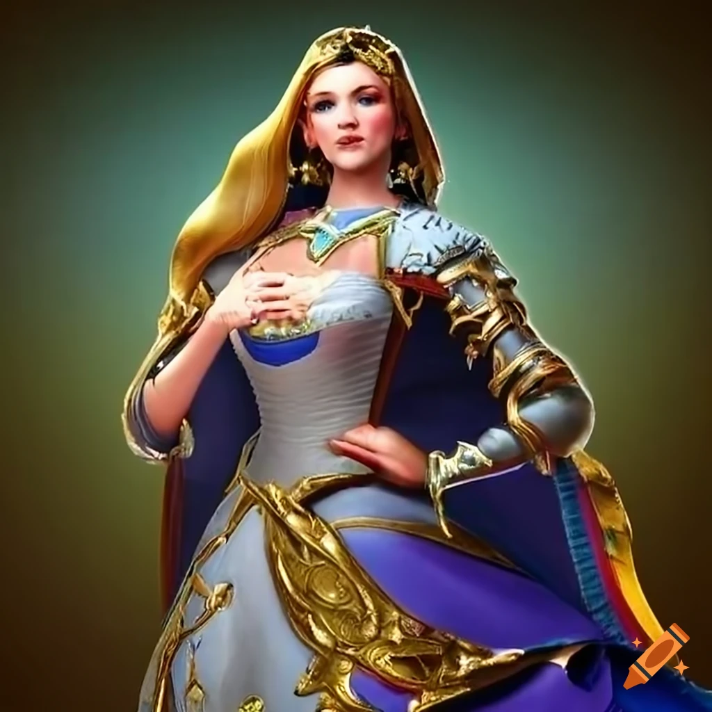 Elyria of veridaegis in a captivating and regal gown on Craiyon