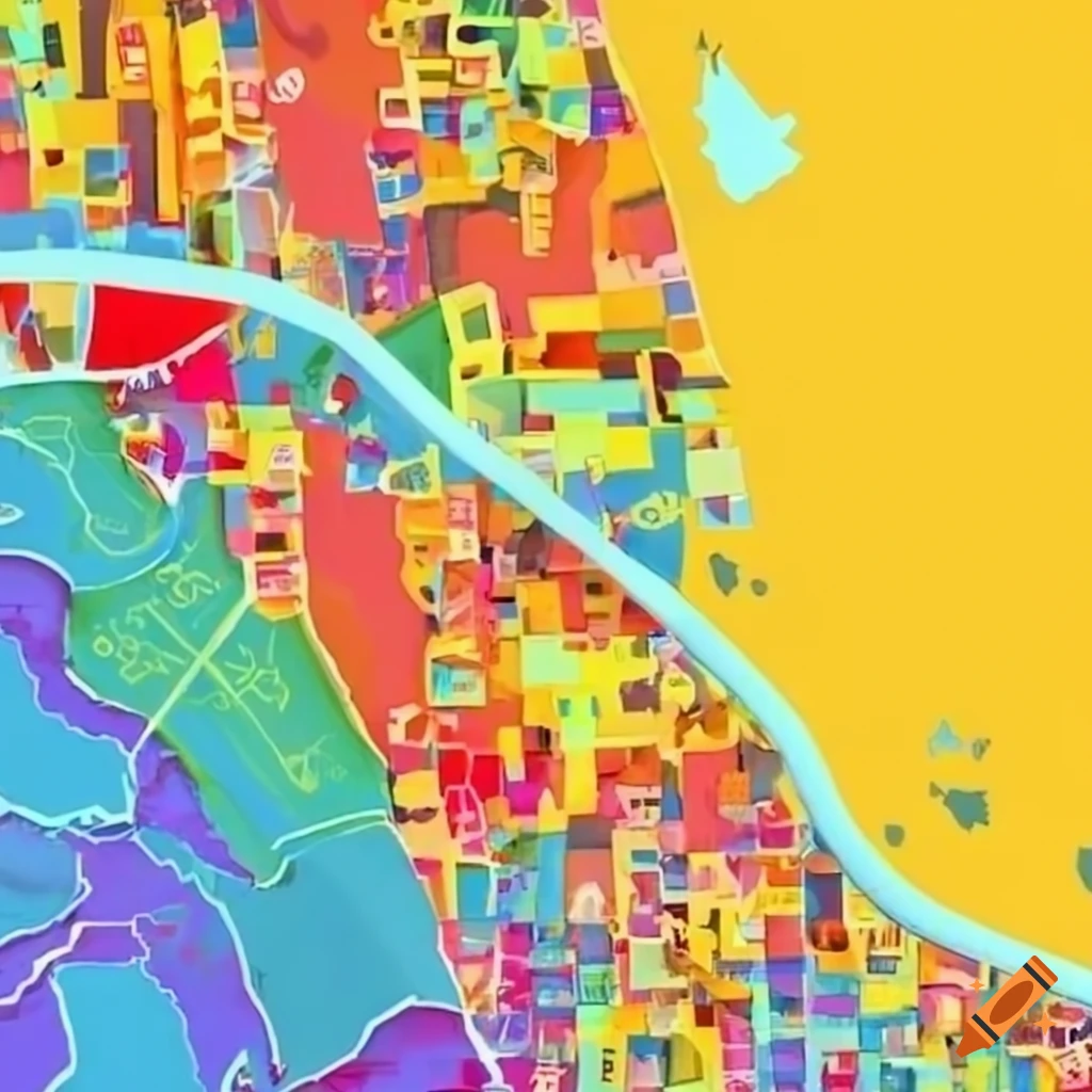 Colorful map of new jersey with 'espi' spelled out in different region ...
