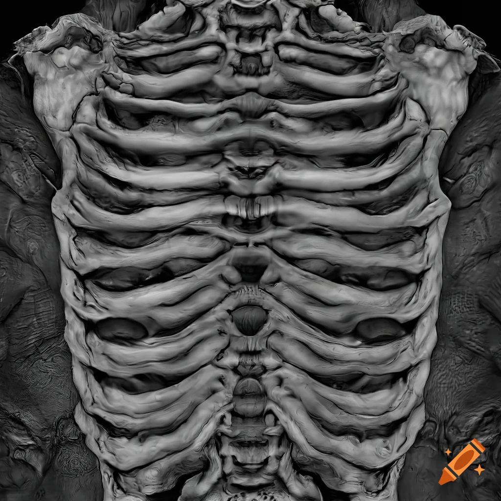 Seamless black and white alpha map biomechanical rib texture on Craiyon