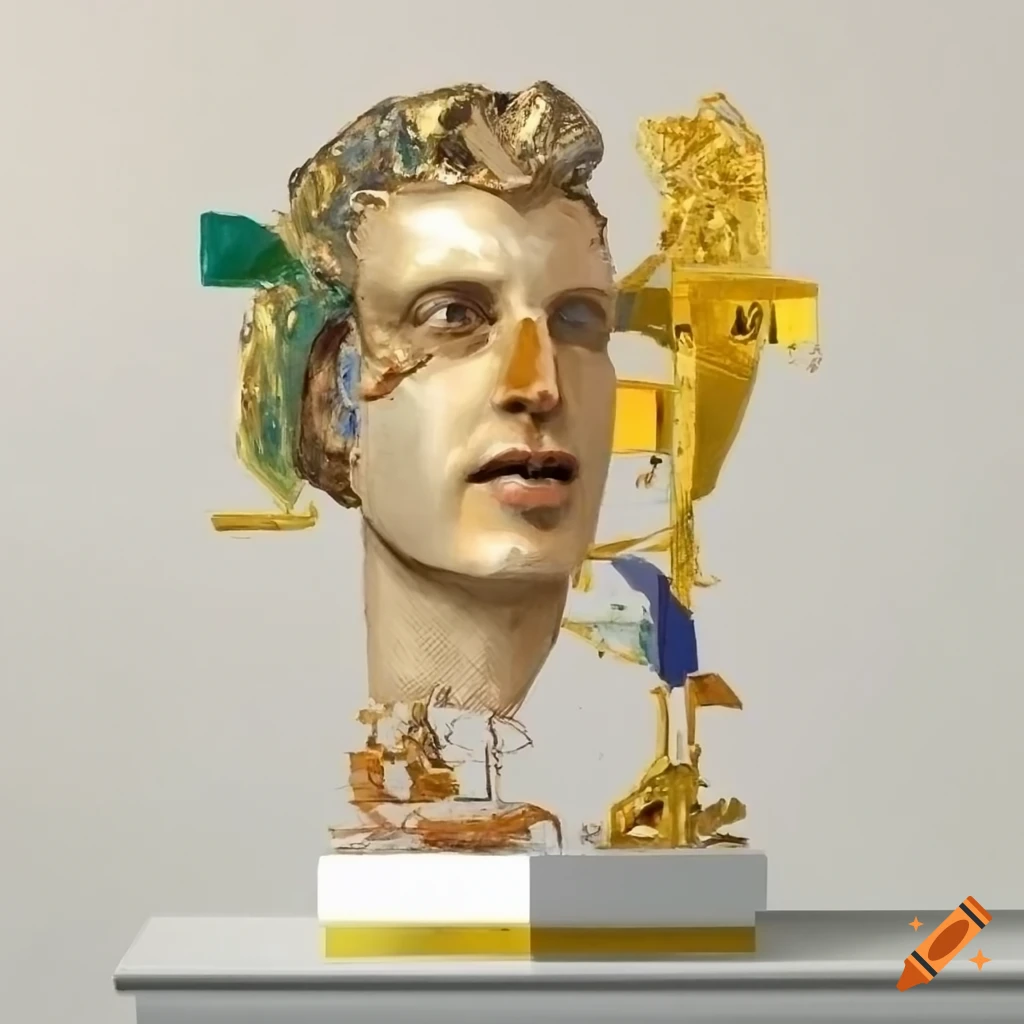 Greek gods bust with gold and color details by albert oehlen inspired ...