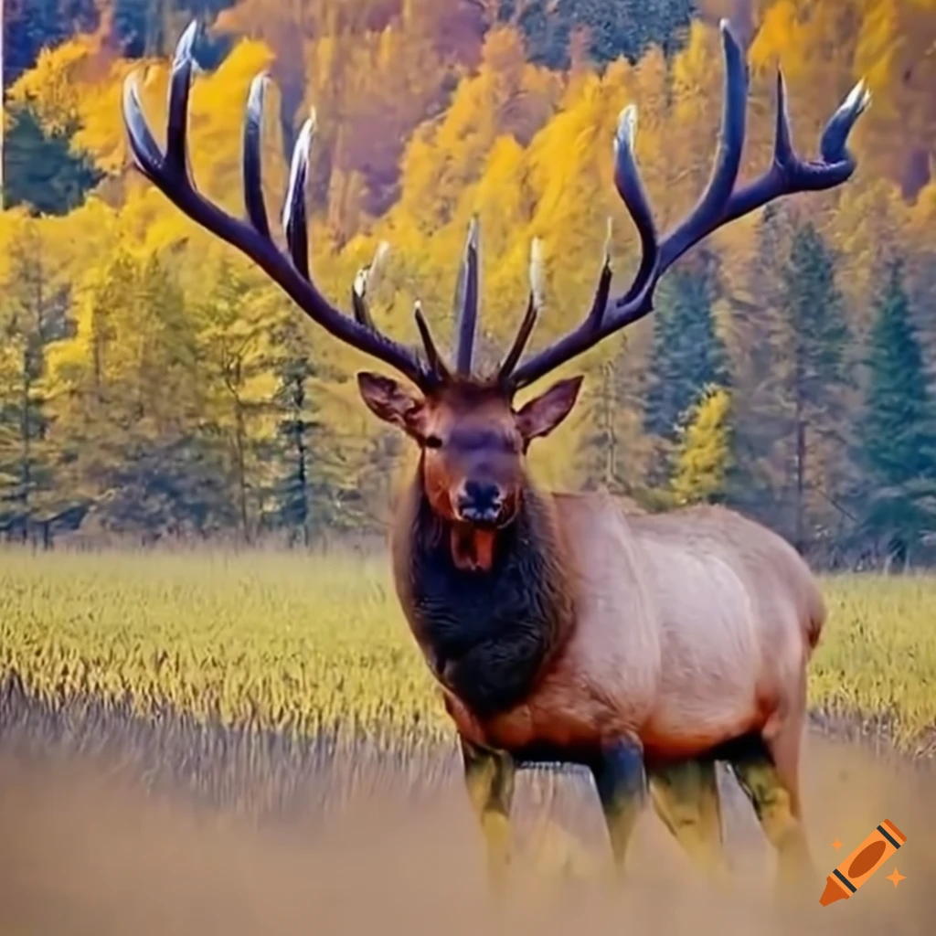 Elk running at high speed in the wilderness on Craiyon