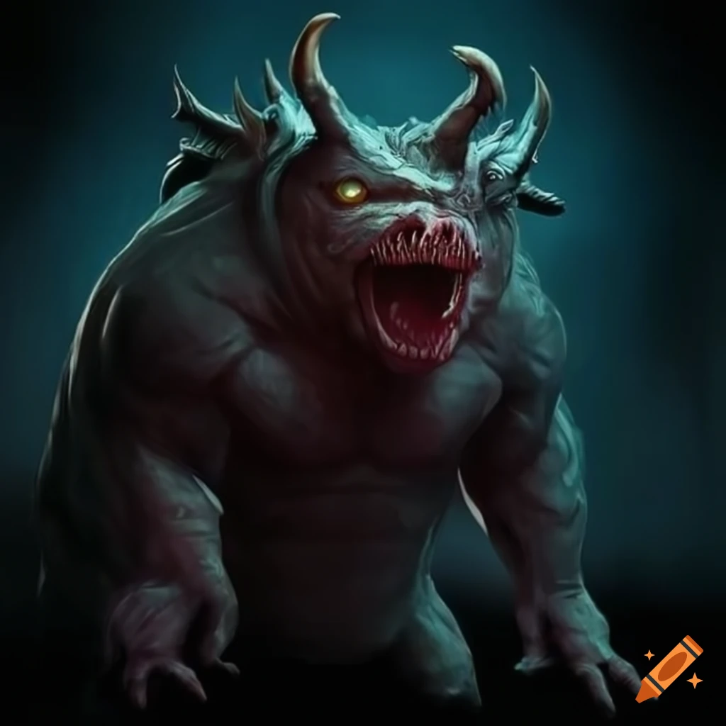 Mysterious black dragon pig man creature on Craiyon