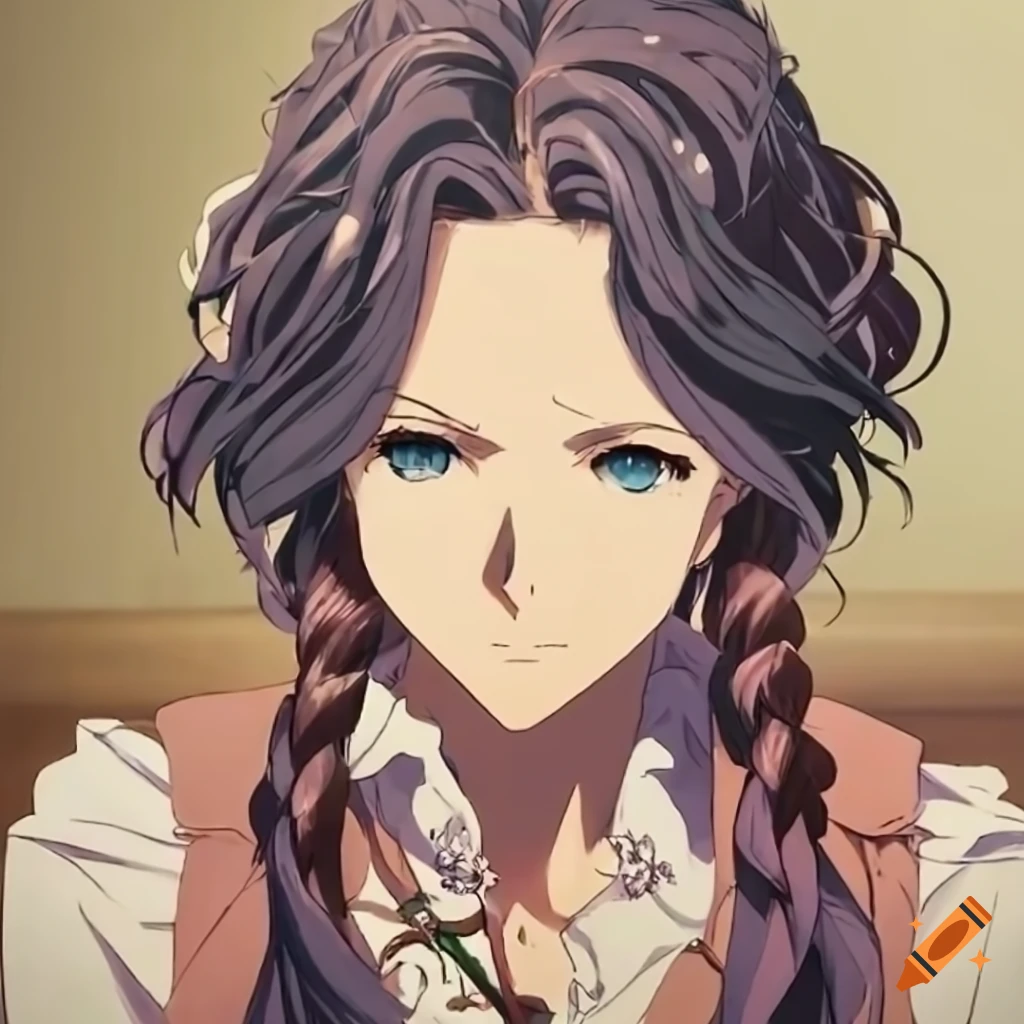 Cattleya baudelaire from violet evergarden with a braid in anime style ...