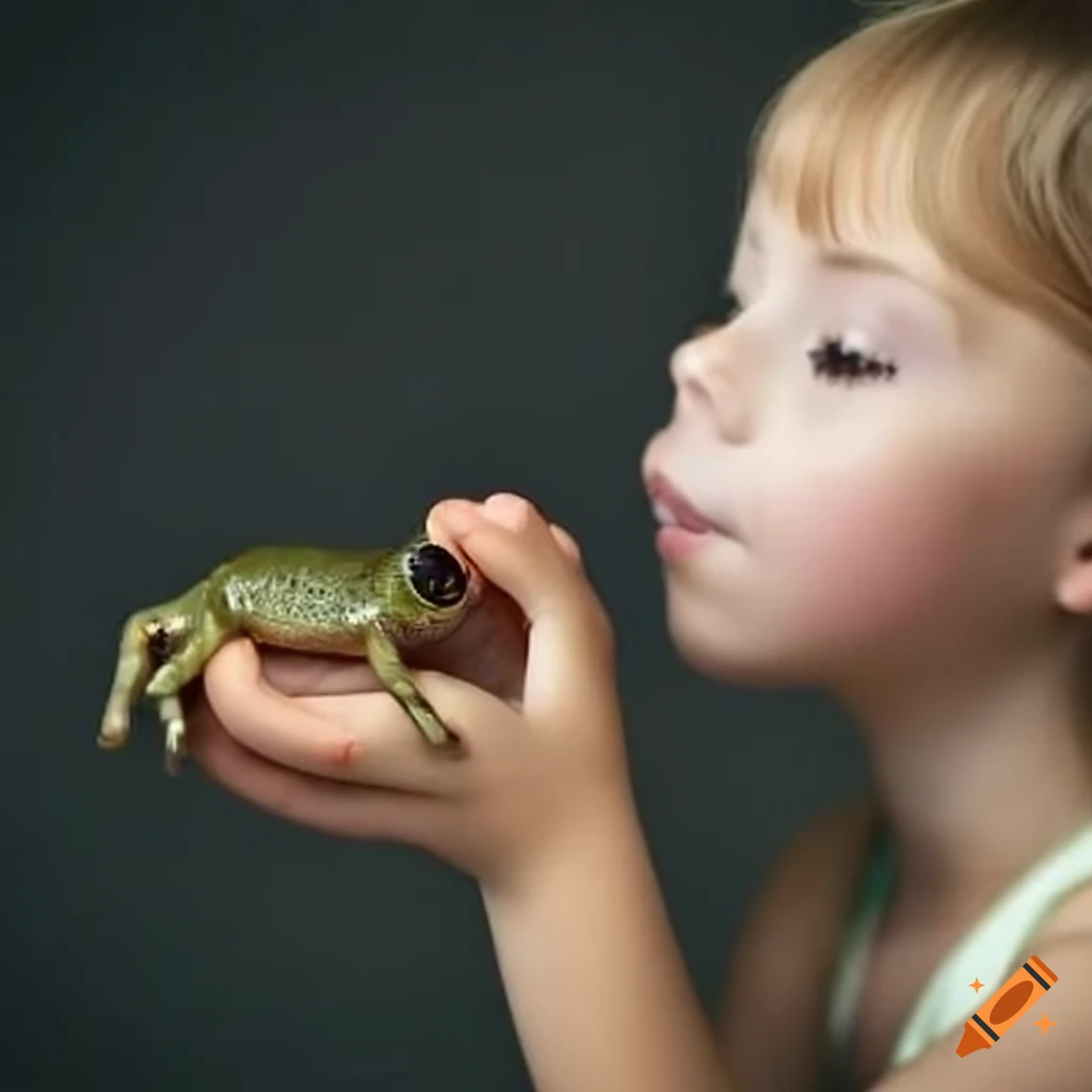 Girl holding a frog on Craiyon