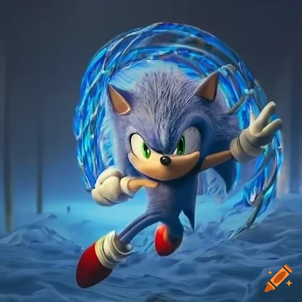 Sonic the hedgehog running through a spiral of gold rings on Craiyon