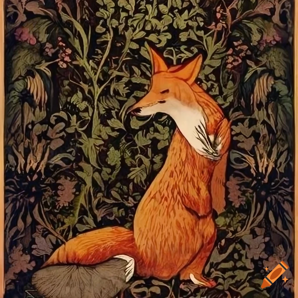 Fox illustration in batik and aboriginal textile style with influences ...