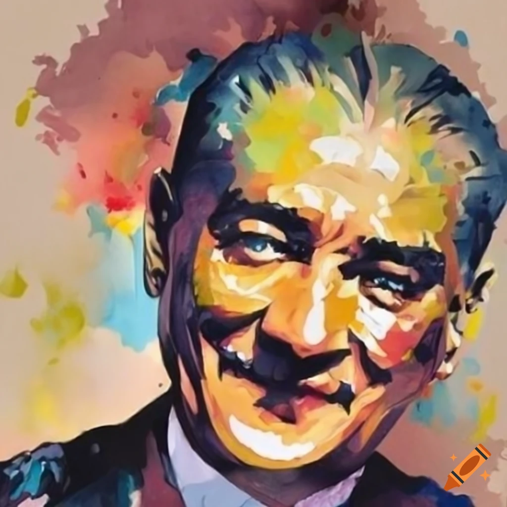 Portrait of mustafa kemal ataturk with mixed palette knife and ...