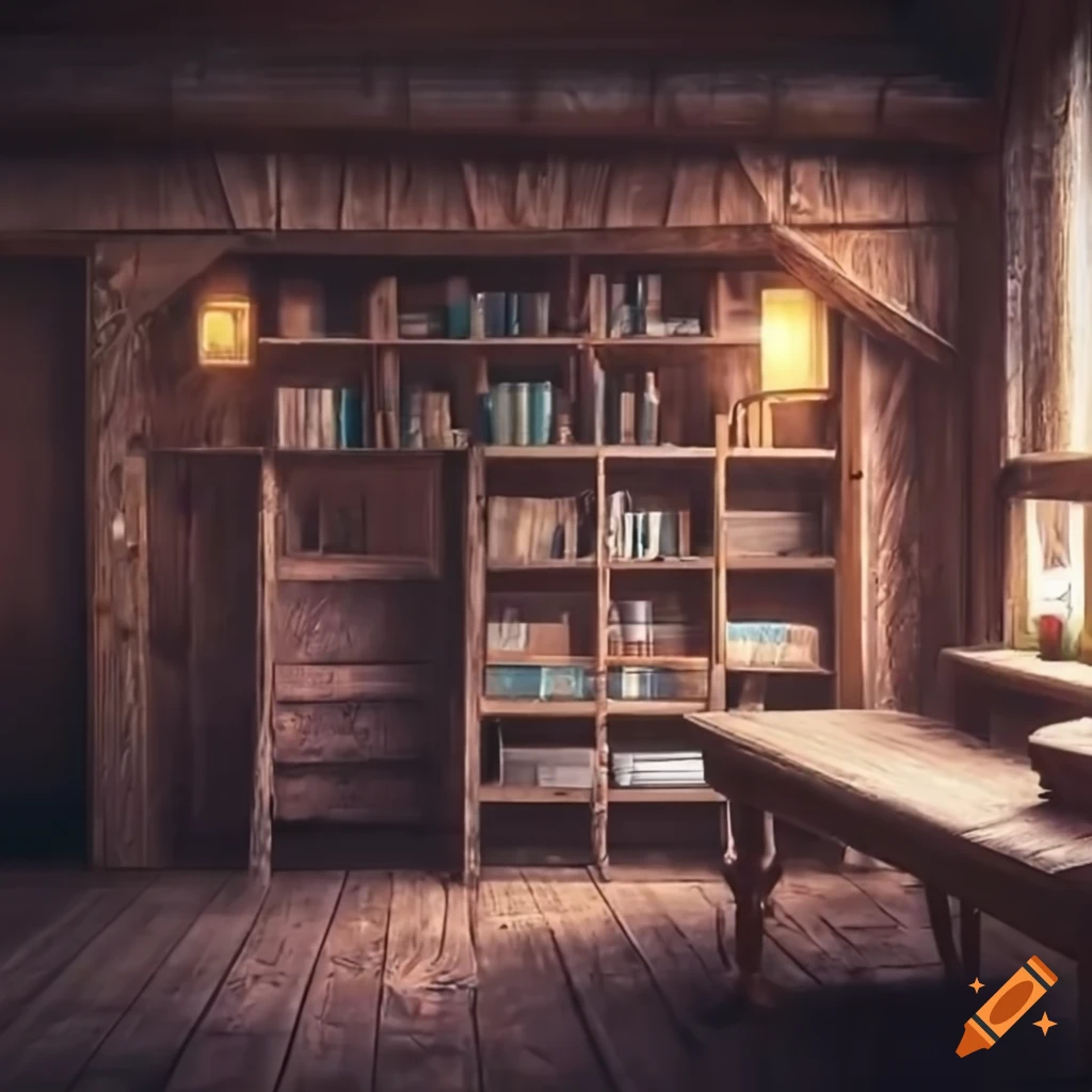 Cozy furnished medical treatment room in a magical wooden hut on Craiyon